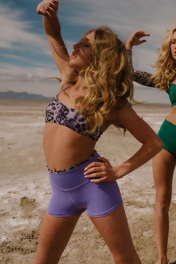 Everyday Hybrid Short 2" Violet/Cheetah | Five The Label